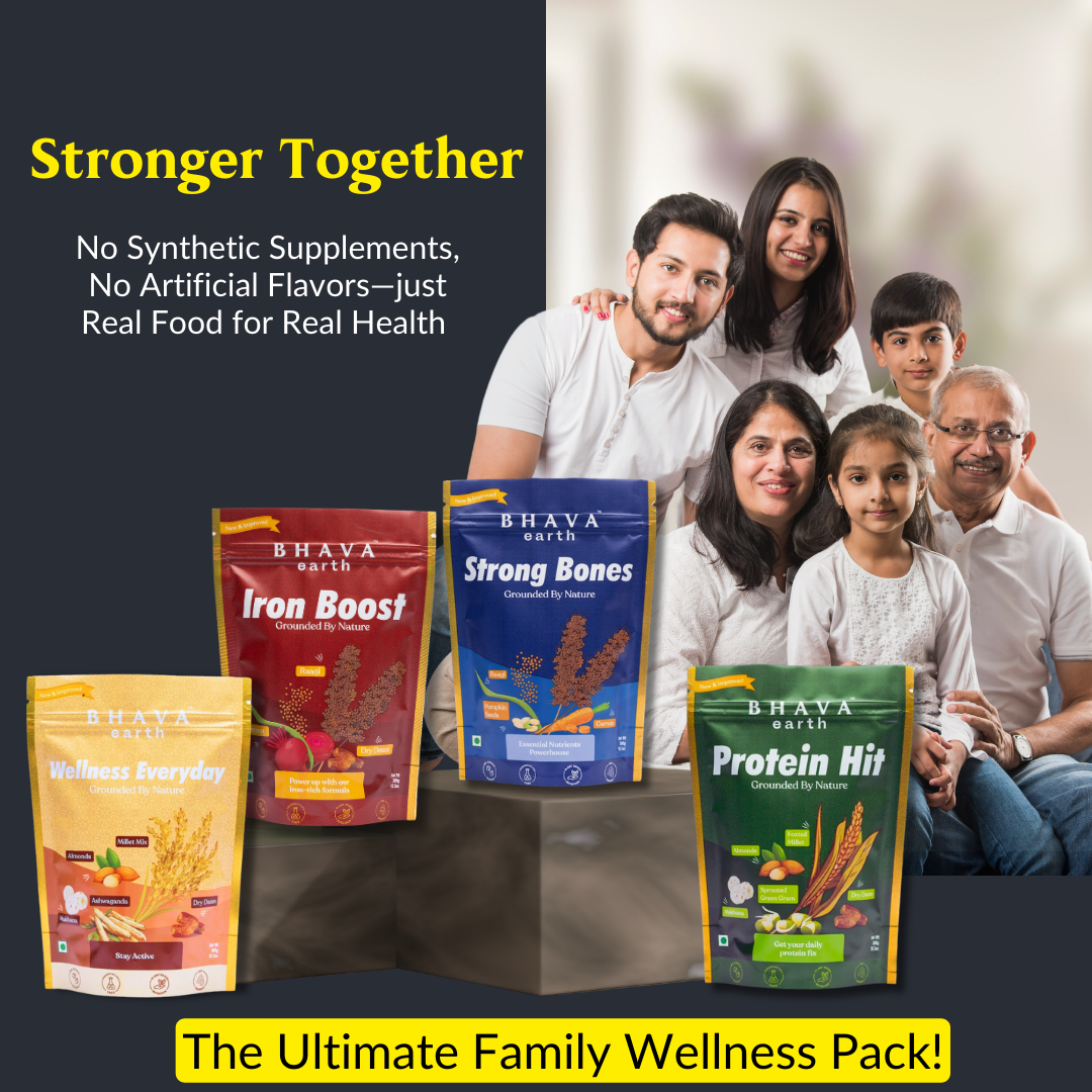 IRON BOOST + PROTEIN HIT + STRONG BONES + WELLNESS EVERYDAY – BhavaEarth